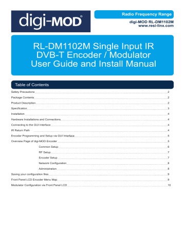 DVB-T Encoder / Modulator digi-MOD RL-DM1102M User Guide | Manualzz