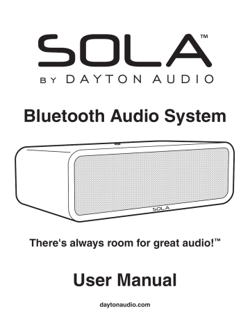 Dayton Audio Sola Bluetooth Audio System User Manual | Manualzz