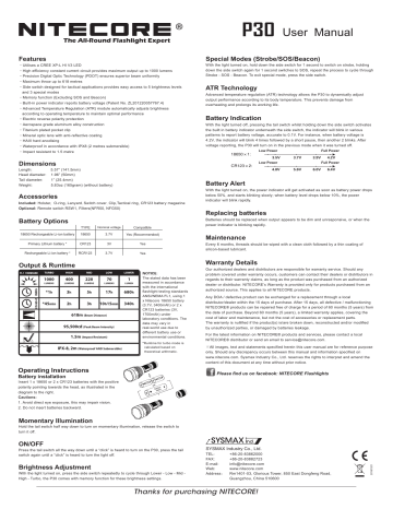 NITECORE P30 User Manual | Manualzz