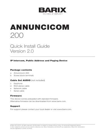 IP Intercom Annuncicom 200 Quick Install Guide | Manualzz