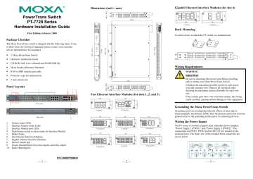 Moxa PT-7728 Series Hardware Installation Guide | Manualzz
