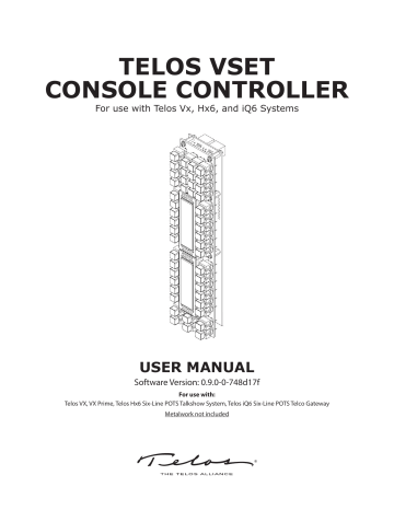 Telos VSet Console Controller User Manual | Manualzz