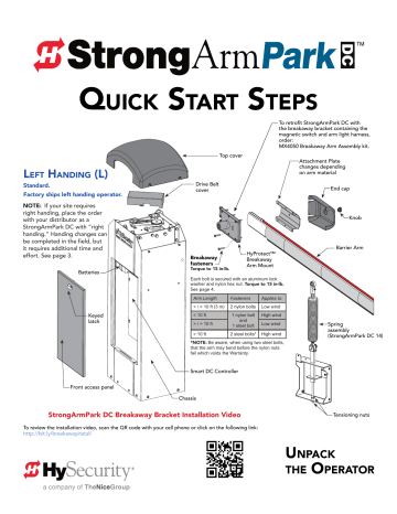 HySecurity StrongArmPark DC Quick Start Steps | Manualzz