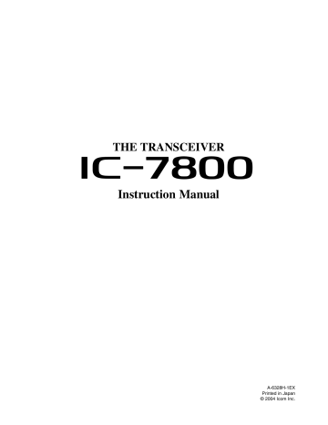 Icom IC-7800 Instruction Manual | Manualzz