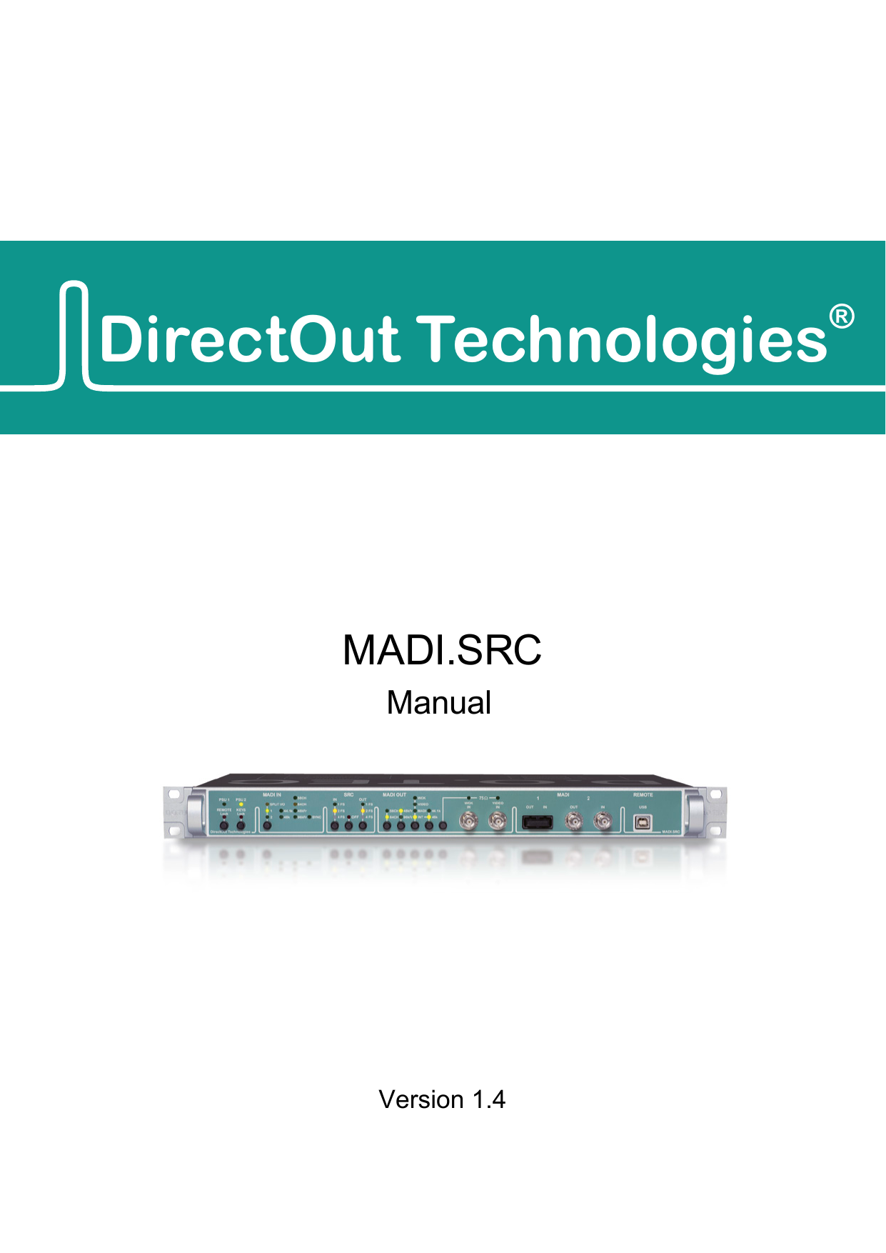DirectOut Technologies MADI.SRC User manual | Manualzz