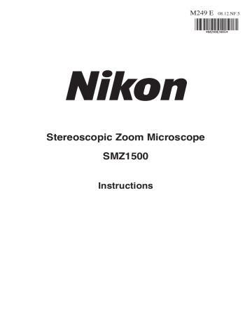 Nikon SMZ 1500 Instructions | Manualzz