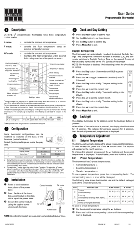LATICRETE Programmable Thermostat User Guide | Manualzz