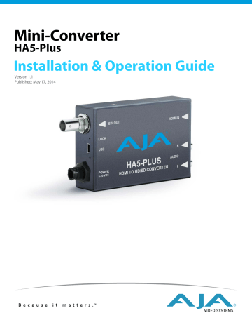 AJA HA5 Plus Installation & Operation Guide | Manualzz