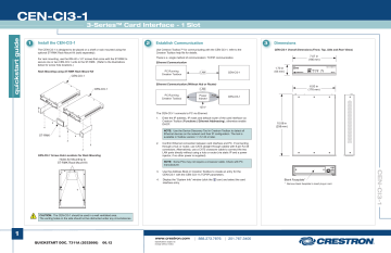 Crestron 3-Series CEN-CI3-1 Quickstart Guide | Manualzz