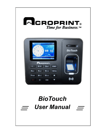 Acroprint BioTouch Time Clock User manual | Manualzz