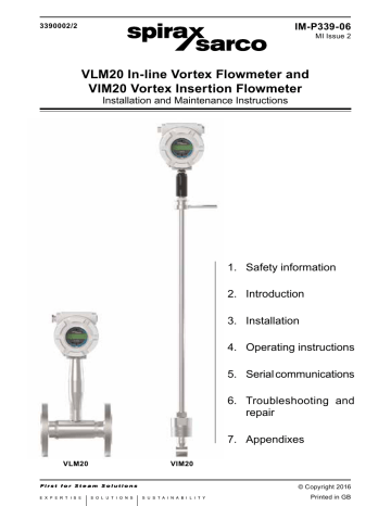 Spirax Sarco VLM20 In-line Vortex Flowmeter and VIM20 Vortex Insertion ...