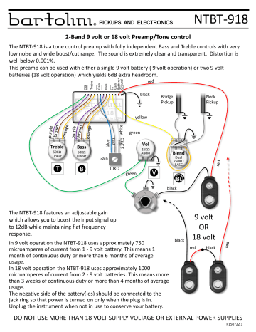 Bartolini NTBT-918 Preamp Instruction Manual | Manualzz