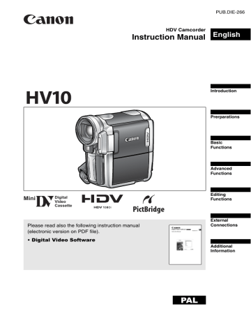 Canon HV10 Instruction manual | Manualzz