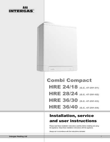 Intergas Combi Compact HRE 28/24 Installation, Service And User ...