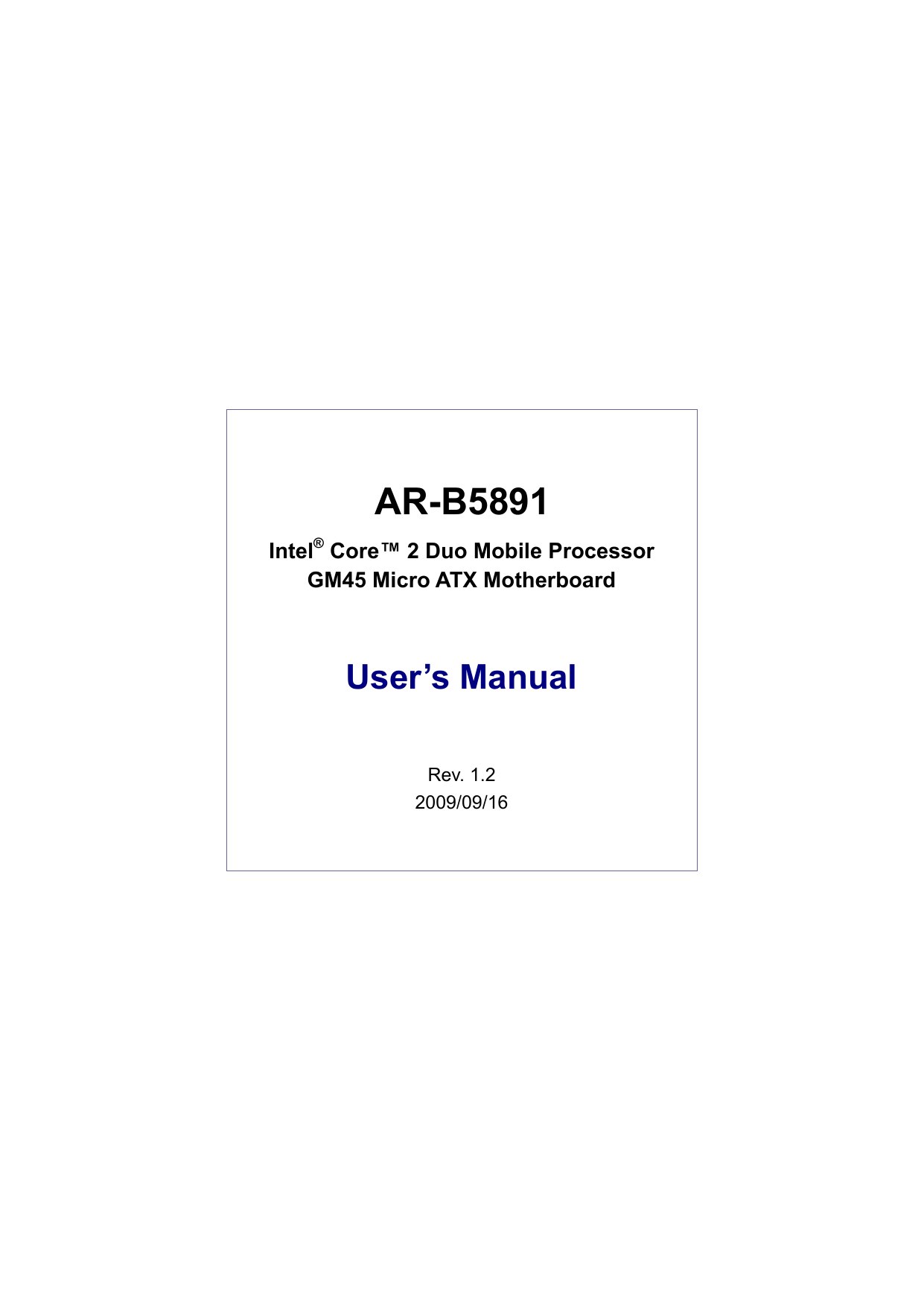 Acrosser Technology AR-B5891 User manual | Manualzz