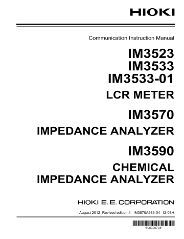 Hioki IM3533-01 Instruction manual | Manualzz
