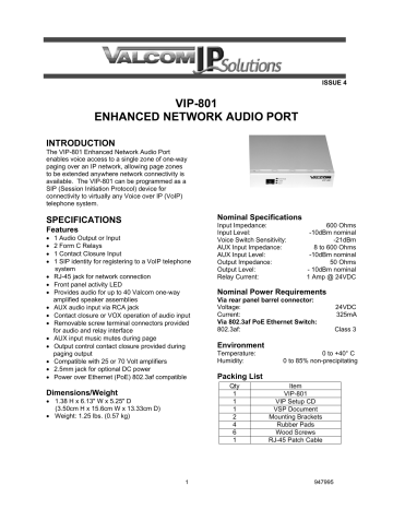 Valcom VIP-801 User manual | Manualzz