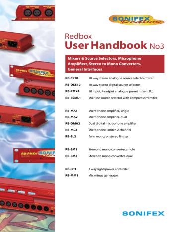 Son­ifex Redbox RB-MA2 Mic Preamp Owner's Manual | Manualzz