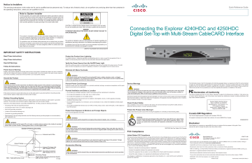 Cisco Explorer 4240HDC and 4250HDC Quick Reference Guide | Manualzz