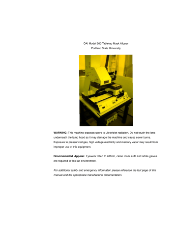 OAI Mask Aligner Model 200 Tabletop | Manualzz