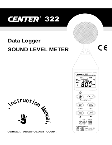 Sound Level Meter 322 Data Logger Instruction Manual | Manualzz
