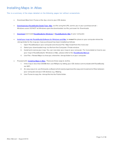 RouteBuddy Atlas User Manual - Installing Maps | Manualzz