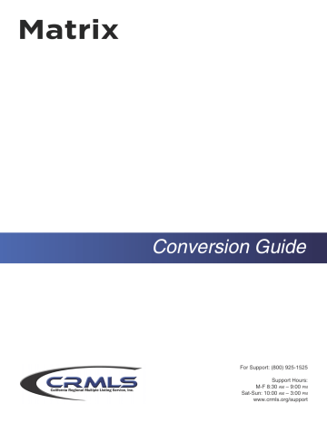 CRMLS Matrix Conversion Guide | Manualzz