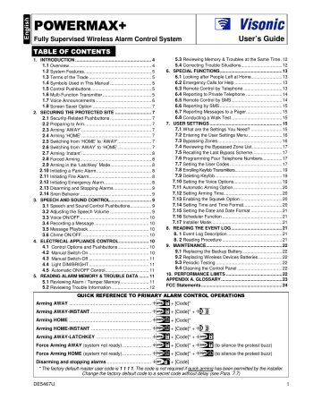 Visonic PowerMax PLUS User's Guide | Manualzz