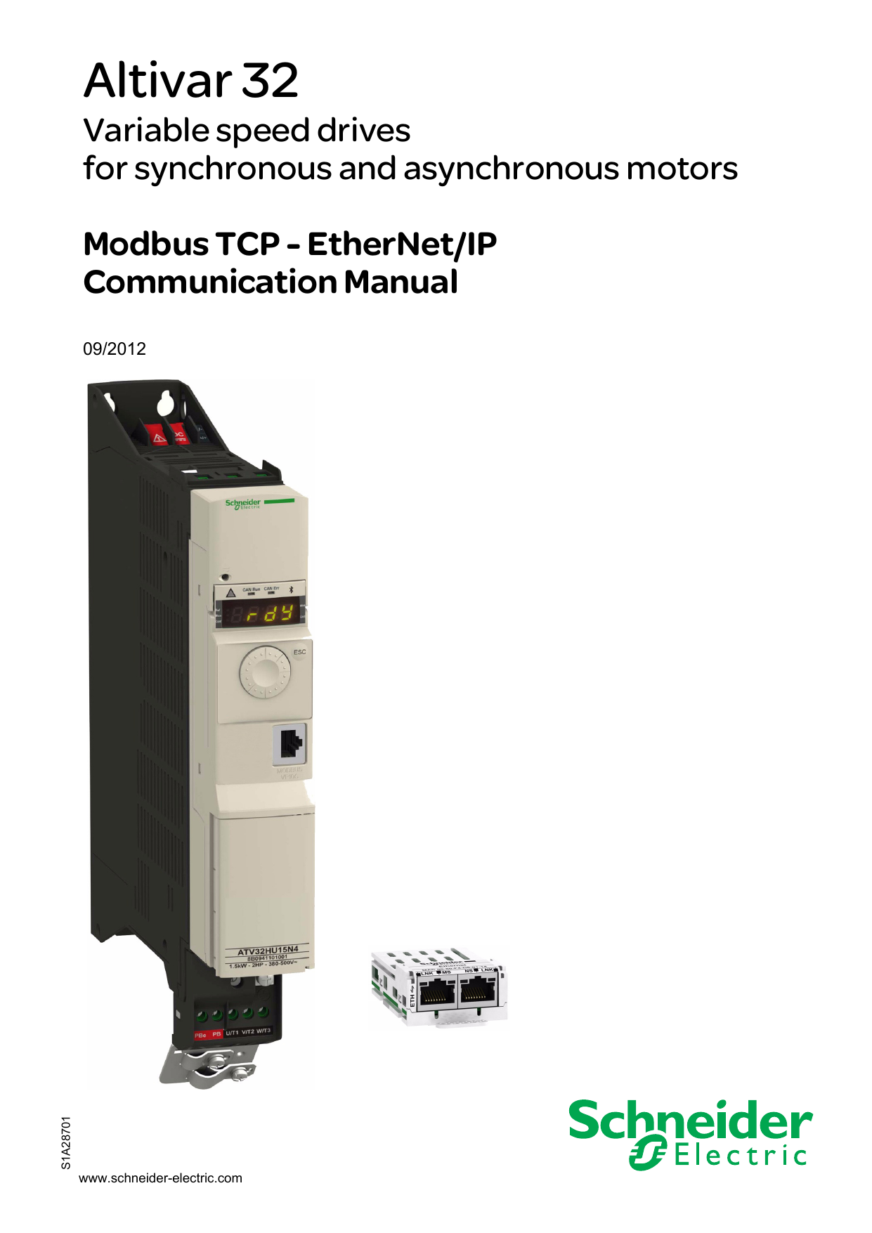 Schneider Electric ATV32 Modbus TCP - EtherNet/IP User Guide | Manualzz