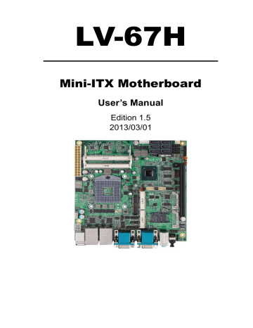 Commell LV 67H Mini-ITX Motherboard User's Manual | Manualzz