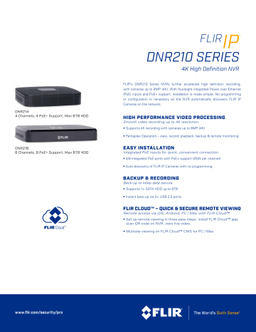 FLIR DNR210 Series 4K High Definition NVR Spec sheet | Manualzz