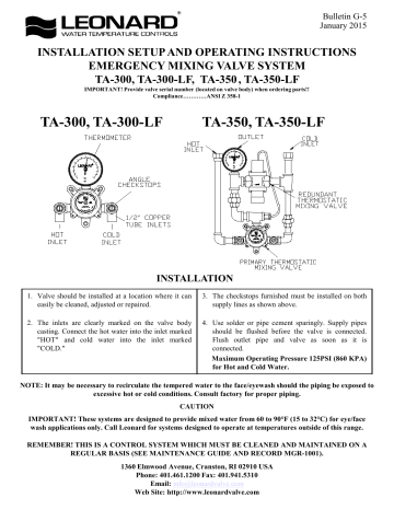 TA-300, TA-300-LF TA-350, TA-350-LF | Manualzz