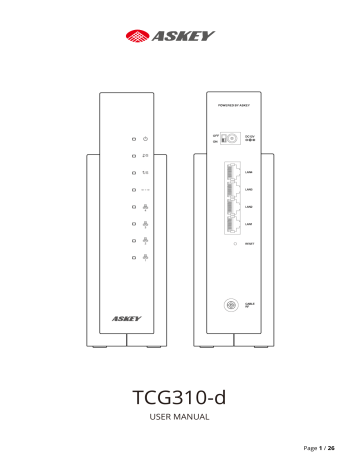 ASKEY TCG 310-d Cable Modem User Manual | Manualzz