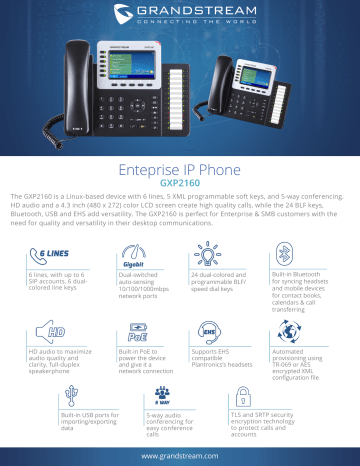 Grandstream GXP2160 Datasheet | Manualzz