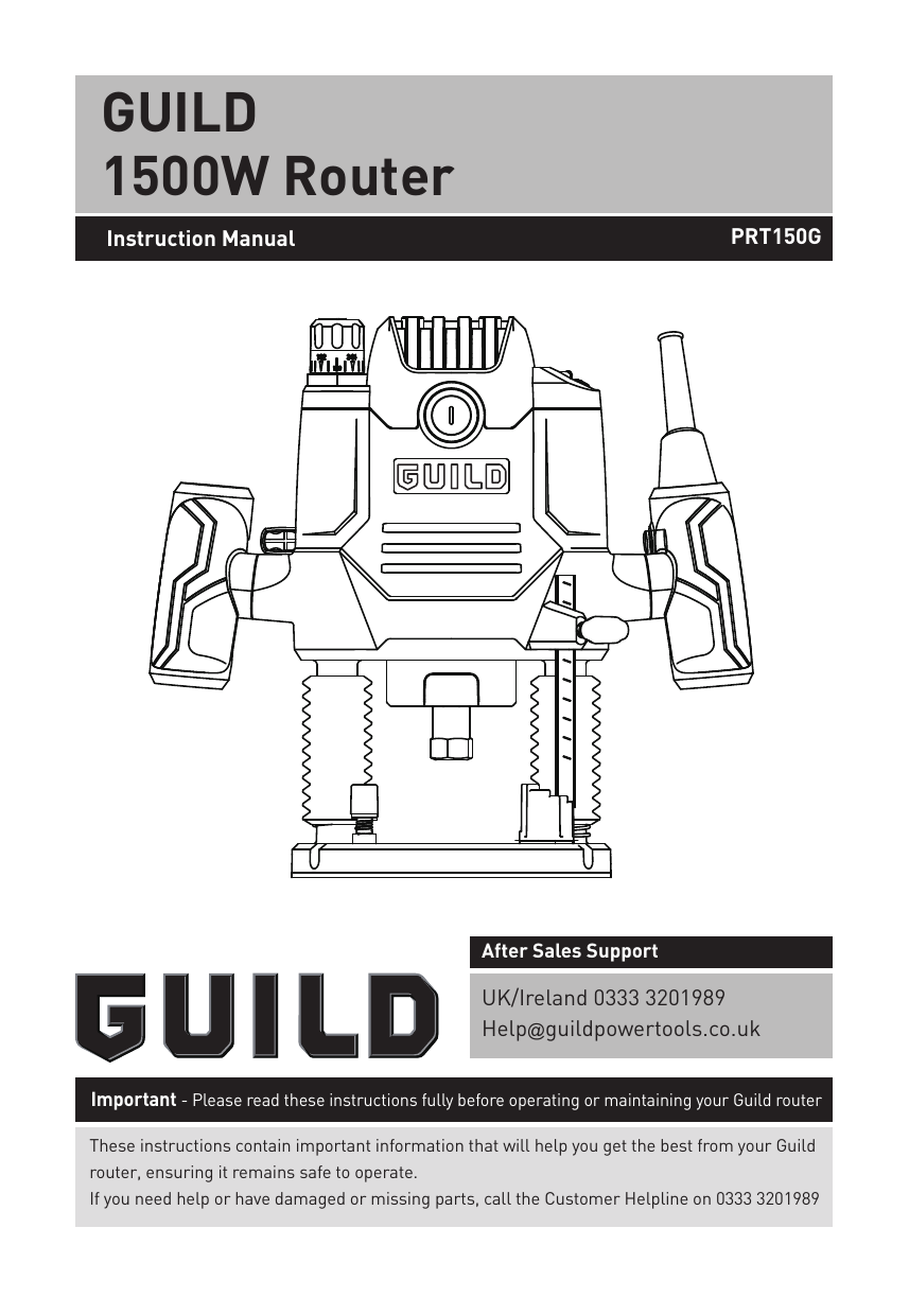 Guild 1500W ROUTER Instruction Manual | Manualzz