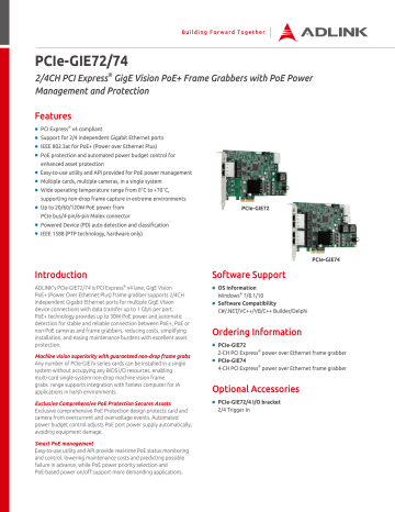 Basler GigE Card PCIe AdLink GIE74 Data Sheet | Manualzz