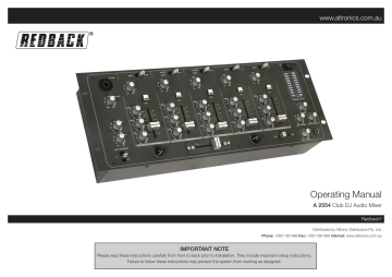 Altronics Redback A2554 Operating Manual | Manualzz