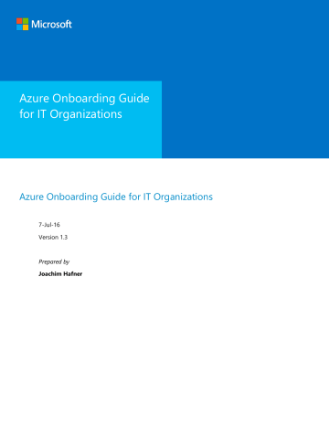 Azure Onboarding Guide for IT Organizations | Manualzz