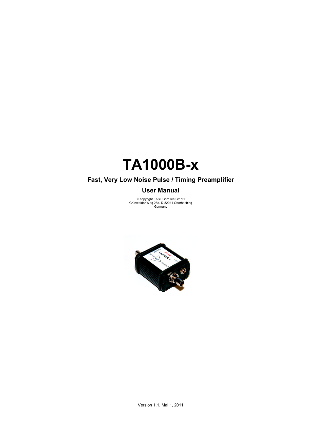 FAST ComTec TA1000B-x User manual | Manualzz