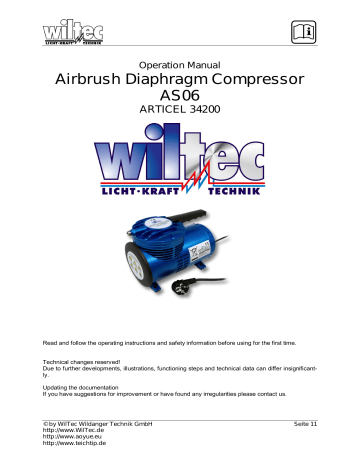 WilTec AS06 Airbrush Compressor Operation Manual | Manualzz