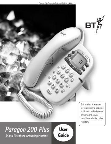 BT Paragon 200 Plus User guide | Manualzz