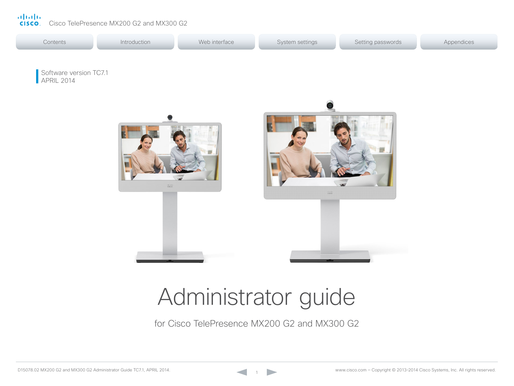 Cisco TelePresence MX200 G2 and MX300 G2 Administrator Guide | Manualzz