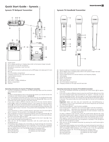 beyerdynamic Synexis Quick Start Guide | Manualzz