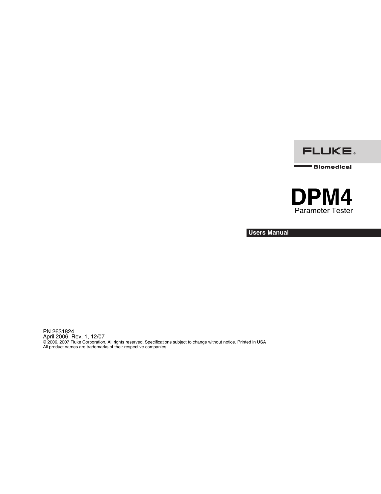Fluke DPM4 User Manual | Manualzz