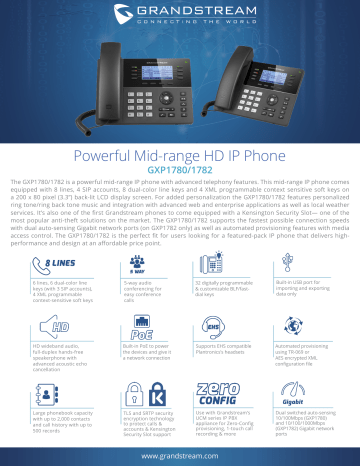 Grandstream GXP1780/GXP1782 Datasheet | Manualzz