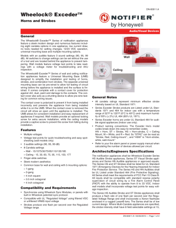 Notifier Wheelock Exceder Data Sheet | Manualzz