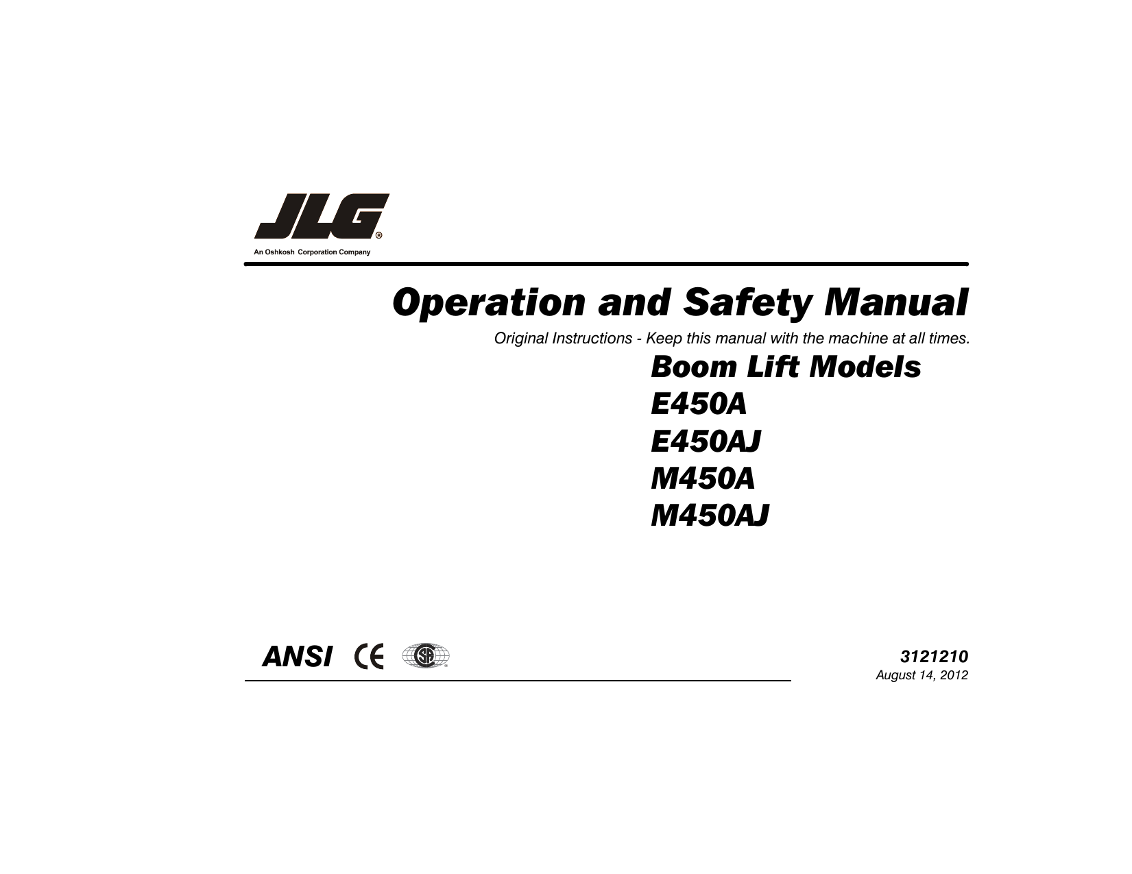 JLG M450AJ Operation And Safety Manual | Manualzz