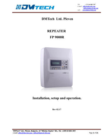 DMTech FP9000R Repeater panel Instruction manual | Manualzz