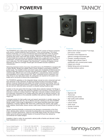 Tannoy POWER V8 BLACK Loudspeaker Specification | Manualzz