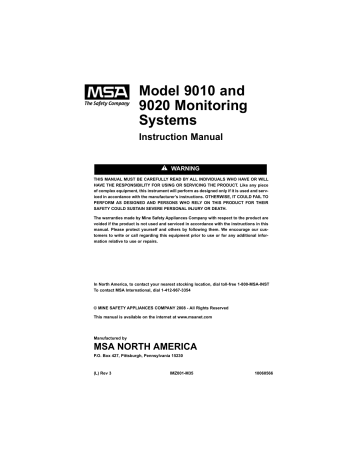 MSA 9010, 9020 Monitoring Systems Instruction Manual | Manualzz